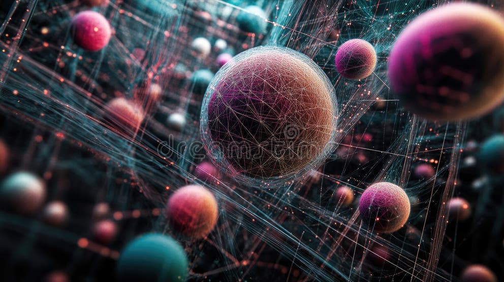 Connected Spheres in a Digital Universe Stock Photo - Image of scifi ...