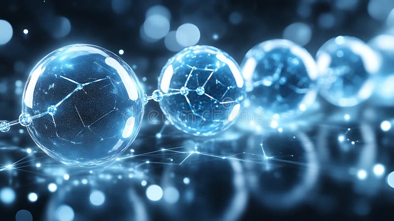 Connected Spheres Illuminate a Digital Network Stock Illustration ...