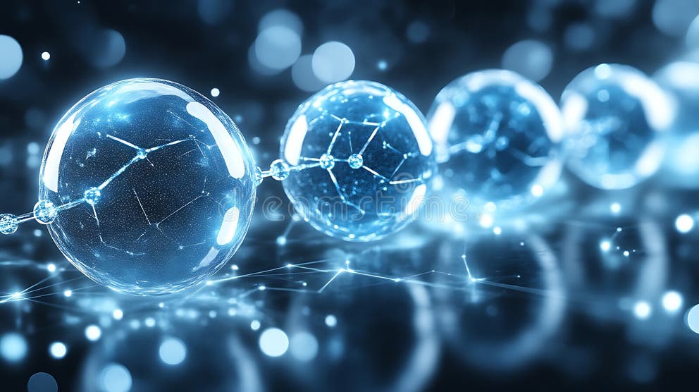 Connected Spheres Illuminate a Digital Network Stock Illustration ...