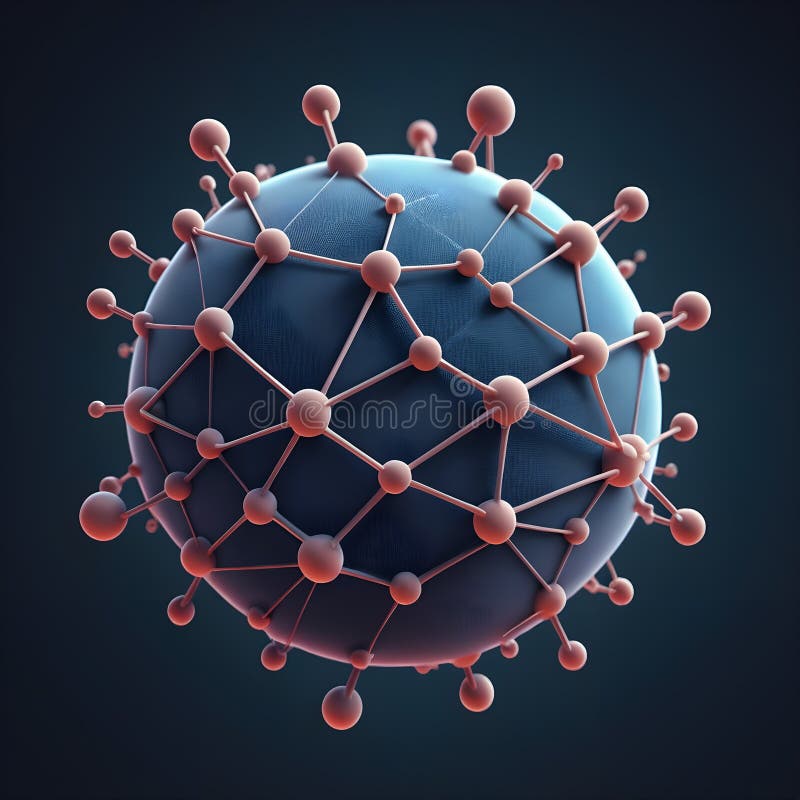 Connected Spherical Network in Blue Stock Illustration - Illustration ...