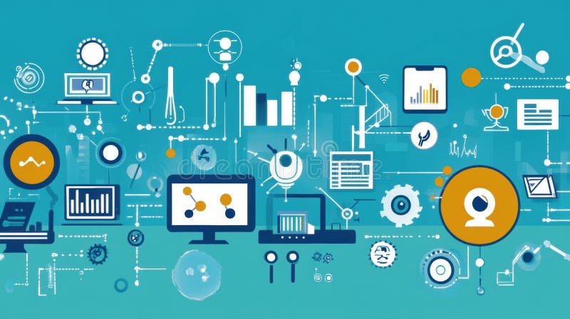 Connected Systems & Data Flow Stock Illustration - Illustration of ...