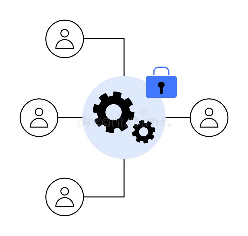 Connected Team Network with Central Gears and Lock Security Concept ...