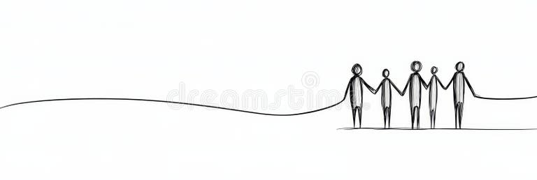 Connected Team a Pencil Illustration of Business Collaboration ...