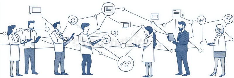 Connected Teamwork Business Professionals Collaborating Online a Group ...