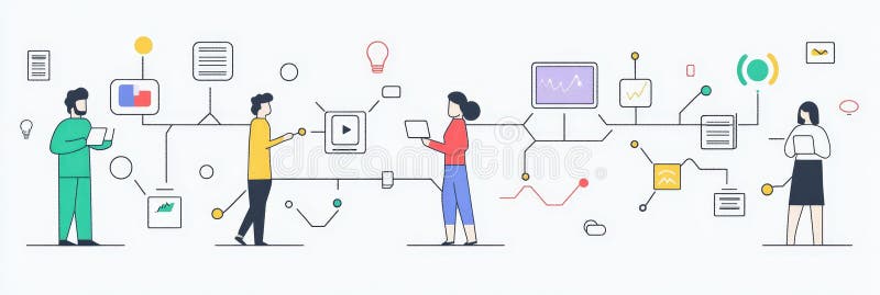 Connected Teamwork Collaboration Innovation in Business a Team of Four ...