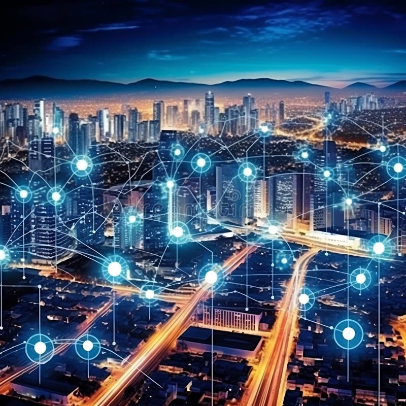 Connected Technology in a Modern Smart City, Generative AI Stock ...