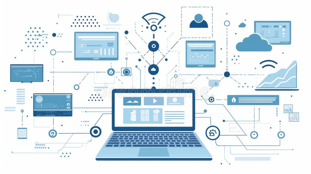 Connected Technology Network Showcasing Digital IoT and Software ...
