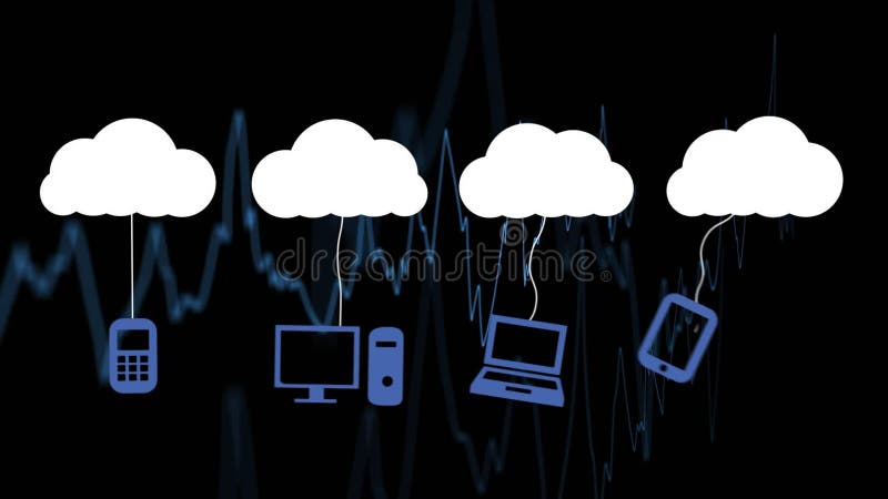 Connected To Cloud Icons, Devices Illustrating Cloud Computing Concept with Data Lines Stock ...