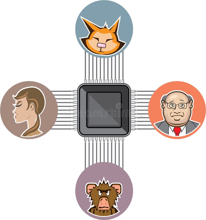 Connected To Major Processor Stock Vector - Illustration of macro ...