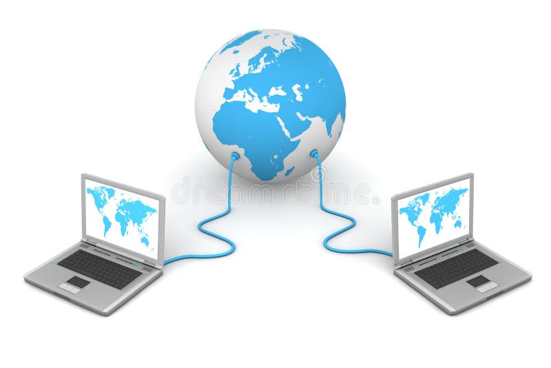 Laptops around the world stock illustration. Illustration of connection ...