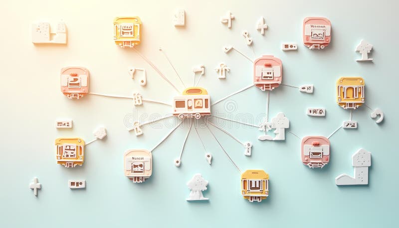 Whimsical Train Network stock illustration. Illustration of diagram ...