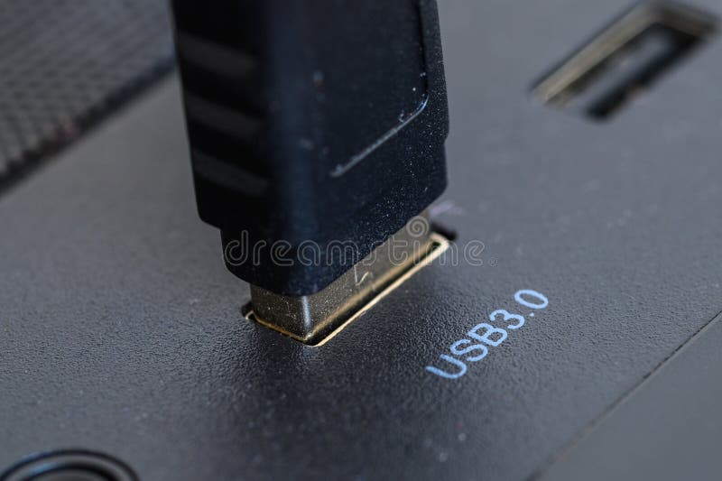 Connected USB 3 Cable into Port Usb Personal Computer Port Stock Photo ...