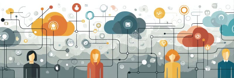 Connected Users Sharing Information Cloud Network Modern Digital ...