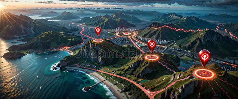 Connected Waymarks or Highlighted Points, Show the Way To the Desired ...