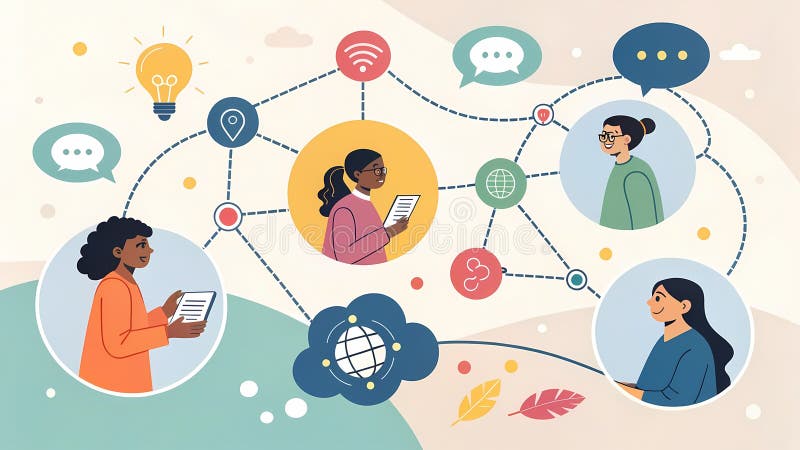 Connected Women Network Illustration Stock Illustration - Illustration ...