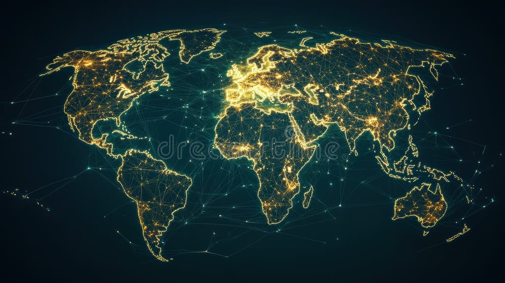 Connected World a Digital Global Network Visualization Mapping Global ...