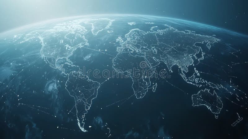 Connected World - Global Network Illuminated Stock Illustration ...