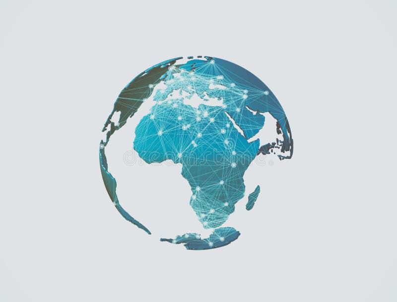 Connected World Globe Network Stock Illustration - Illustration of blue ...