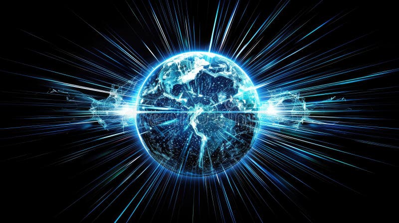 Connected World, Glowing Globe Representing Global Internet Networks ...