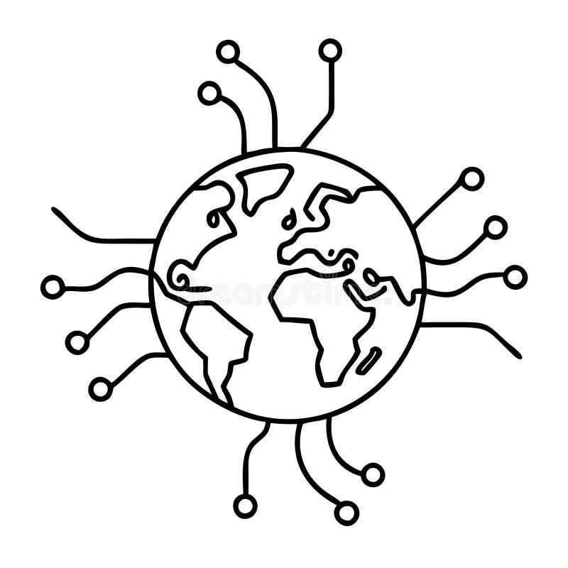 Connected World with Network Lines Abstract Illustration for Technology ...