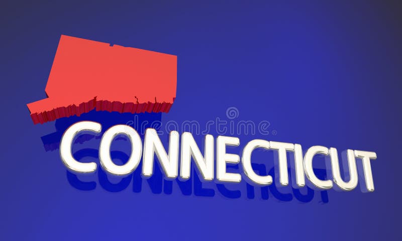 Connecticut CT Red State Map Name Stock Illustration - Illustration of ...
