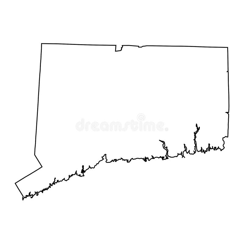 Connecticut CT State Map USA. Black Silhouette and Outline Maps ...