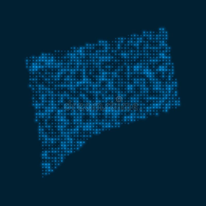 Connecticut Dotted Glowing Map. Stock Vector - Illustration of concept ...