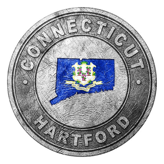 Connecticut Flag Button with Map Stock Illustration - Illustration of ...