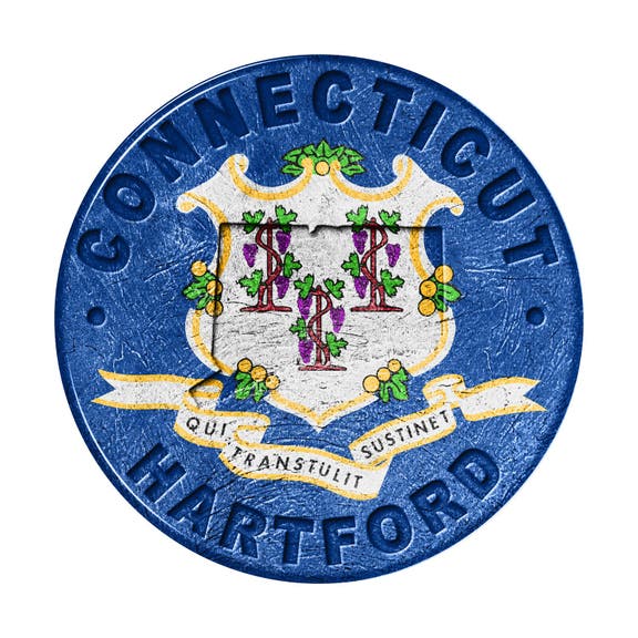 Connecticut Flag Button with Map Stock Illustration - Illustration of ...