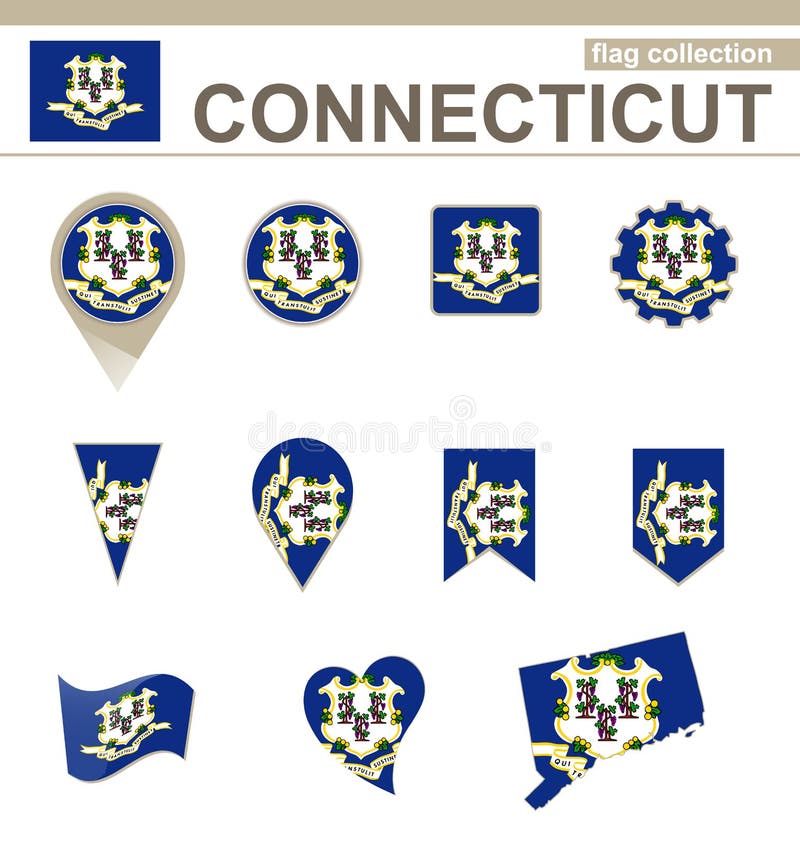 Connecticut Flag Collection Stock Vector - Illustration of banner, area ...