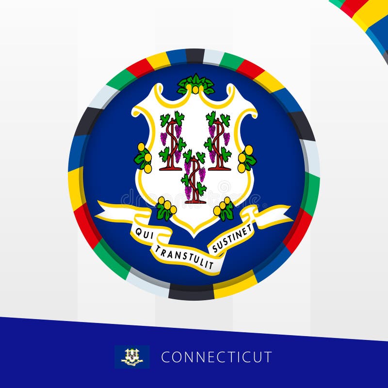 Connecticut Flag with Colorful Circle Border Stock Vector ...