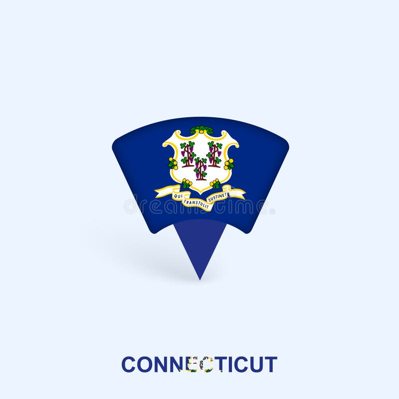 Connecticut Flag Map Pointer Design with Shadow Stock Illustration ...