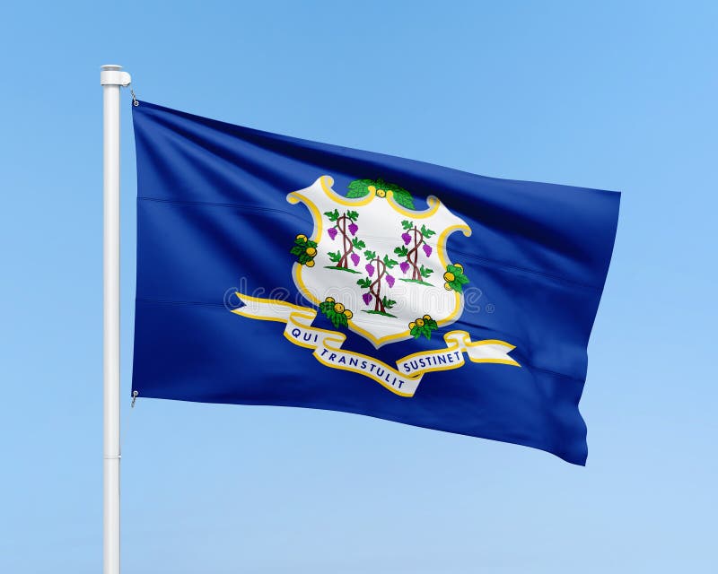 Connecticut Flag on Stick on Sky Background Stock Illustration ...
