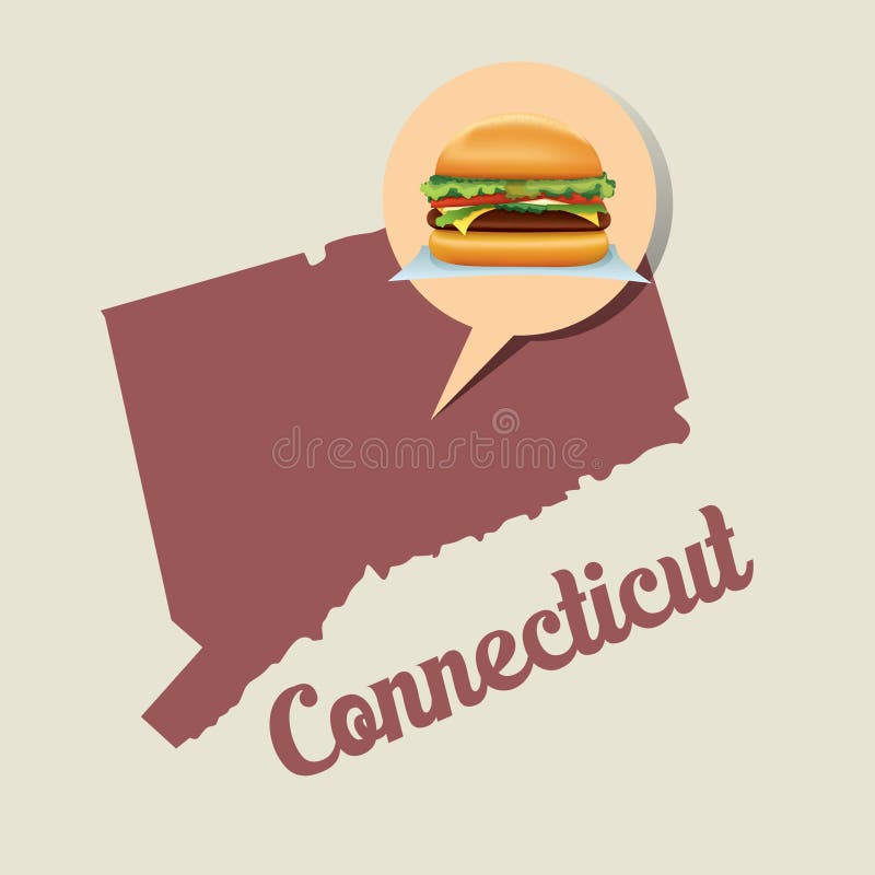 Connecticut Map with Burger Icon. Vector Illustration Decorative Design ...