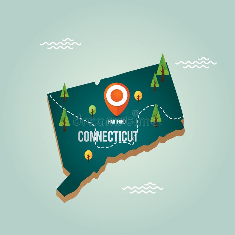 Connecticut Map with Capital City. Vector Illustration Decorative ...