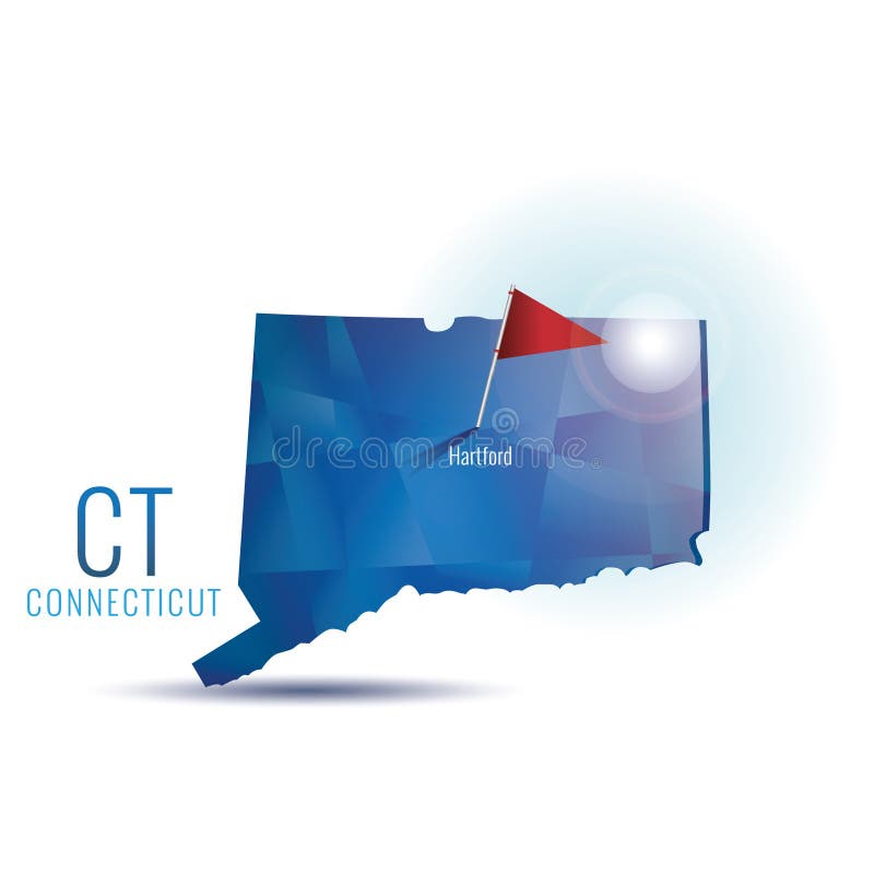 Connecticut Map with Capital City. Vector Illustration Decorative ...