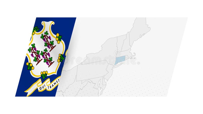 Connecticut Map in Modern Style with Flag of Connecticut on Left Side ...