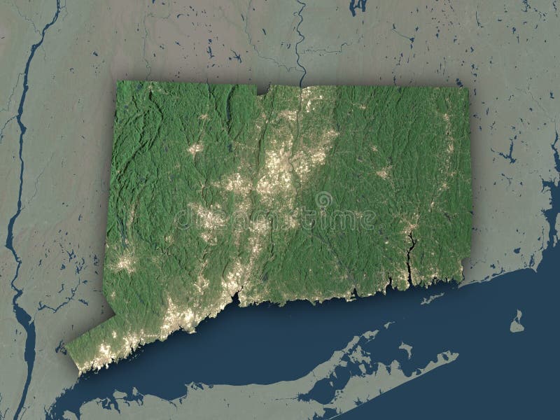 Connecticut on a Map with State Borders and Cities Stock Illustration ...