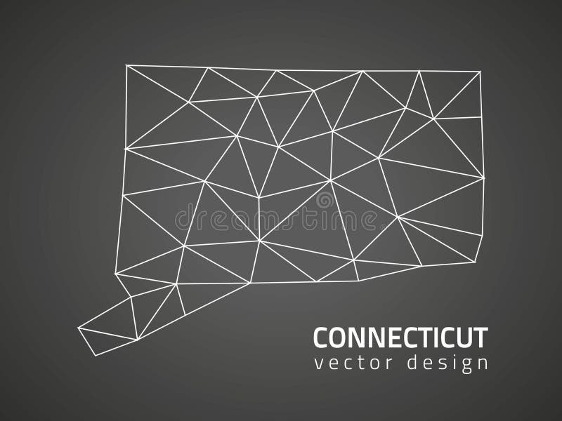 Connecticut Vector Black Contour Triangle Polygon Map Stock Vector ...