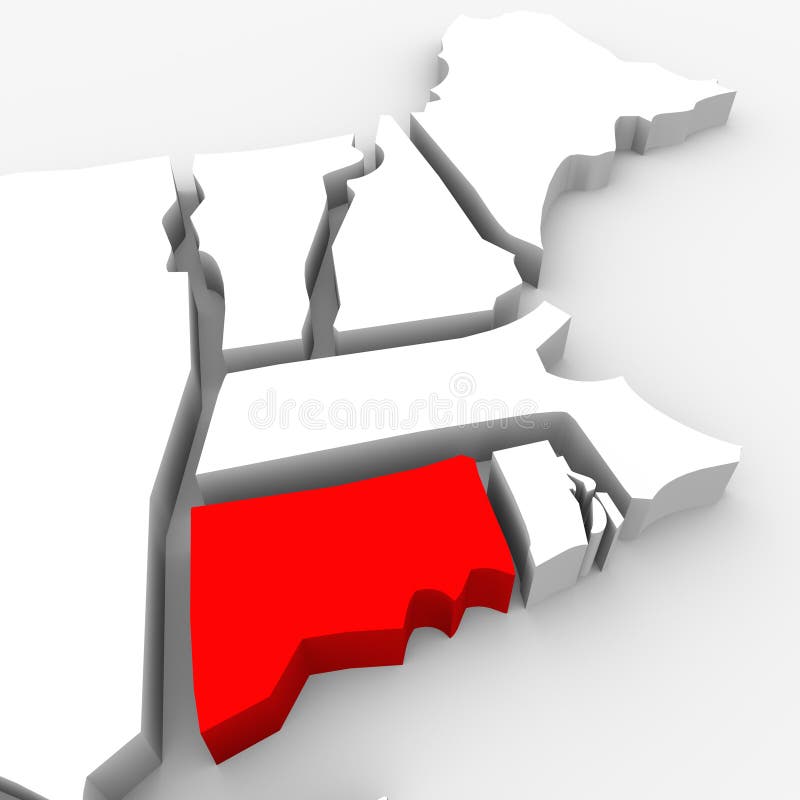Connecticut Red Abstract 3D State Map USA Stock Illustration ...