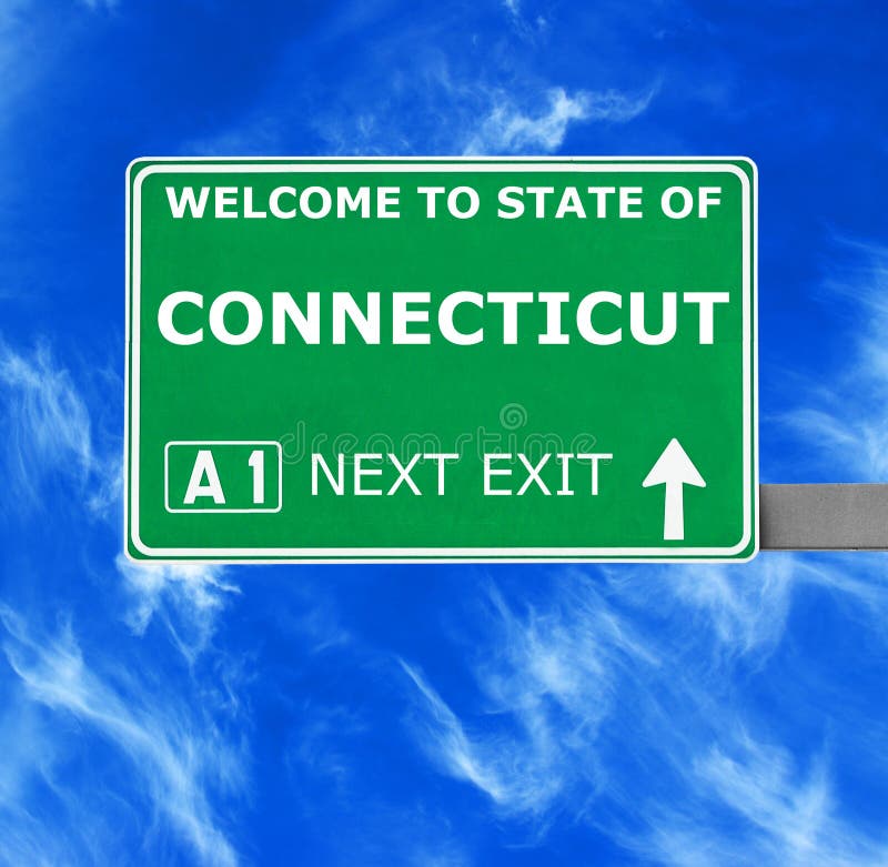 CONNECTICUT Road Sign Against Clear Blue Sky Stock Photo - Image of ...