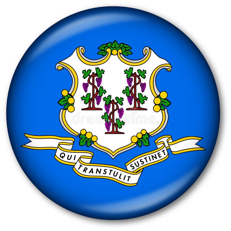 Connecticut State Flag Button Stock Illustration - Illustration of blue ...