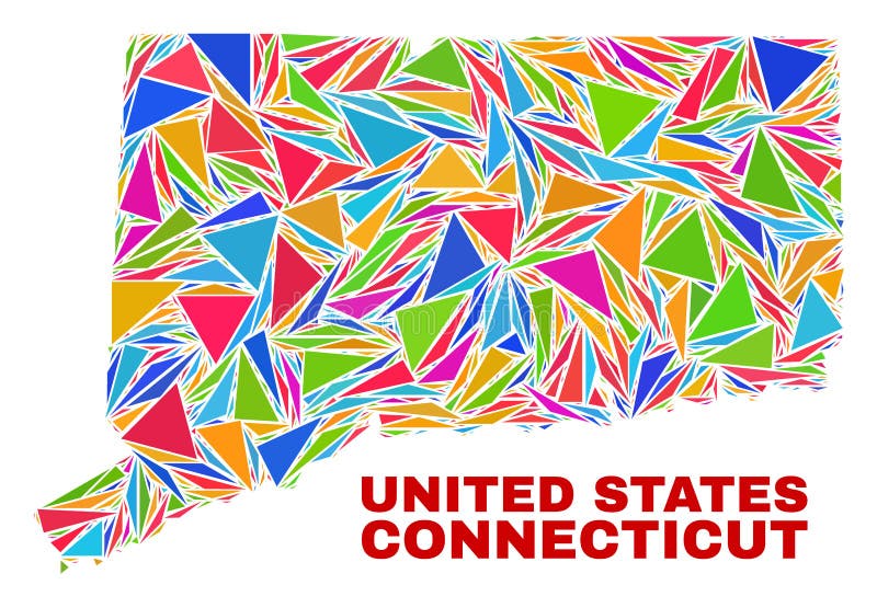 Connecticut State Map - Mosaic of Color Triangles Stock Vector ...
