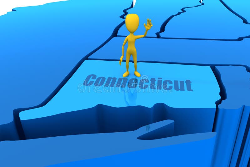 Connecticut State Outline with Yellow Stick Figure Stock Illustration ...