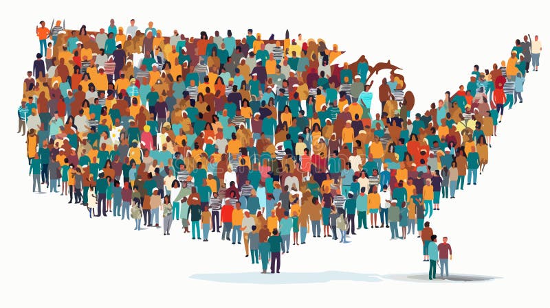 A Connecticut State Population Map Depicted with a Diverse Group of ...