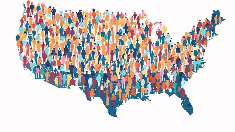 A Connecticut State Population Map Depicted with a Diverse Group of ...