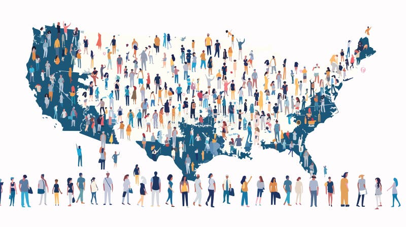 A Connecticut State Population Map Depicted with a Diverse Group of ...