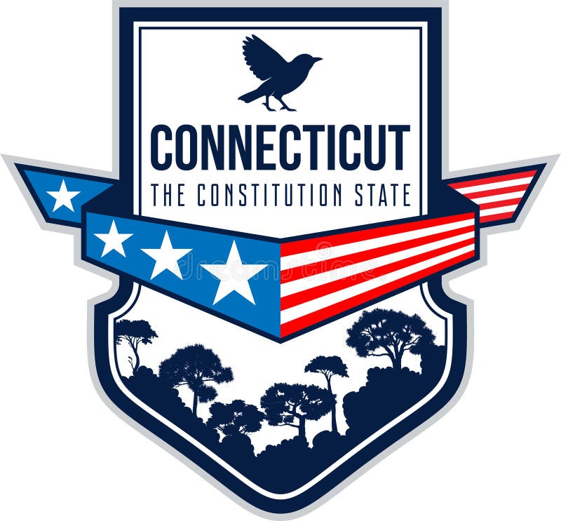 Connecticut Vector Label with American Robin Stock Illustration ...