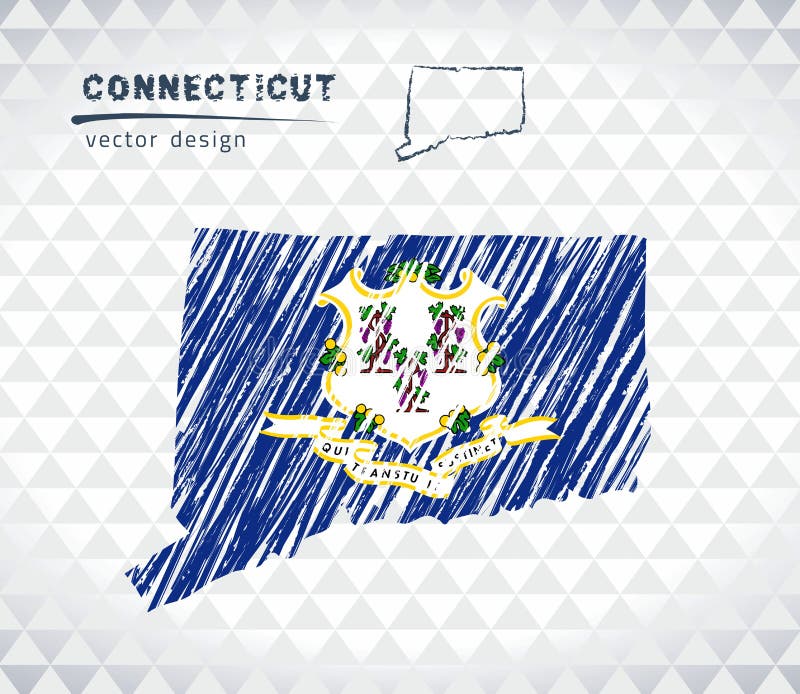 Connecticut Vector Map with Flag Inside Isolated on a White Background ...