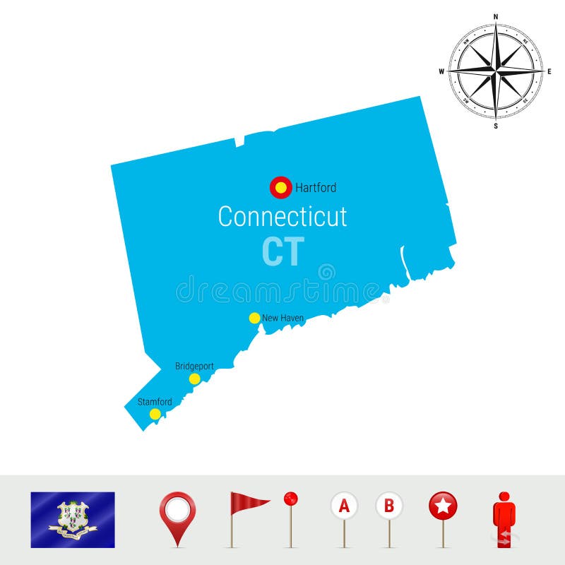 Connecticut Vector Map Isolated on White Background. Silhouette of ...